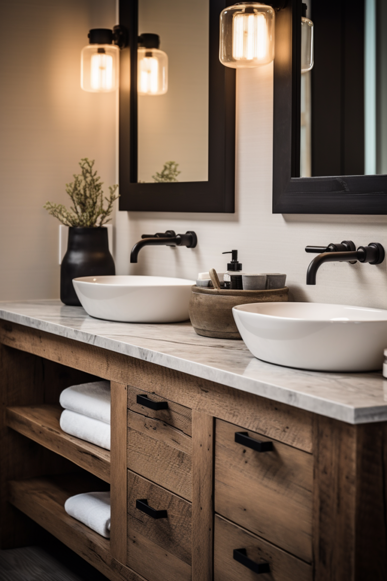 Embrace Timeless Charm with These 10 Rustic Black and Wood Bathroom ...