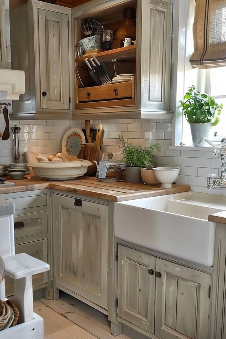 Choose the Perfect Color for Your Farmhouse Kitchen Cabinets - Quiet ...