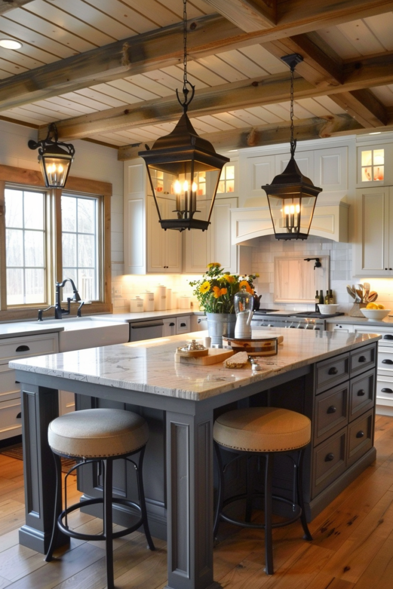 Illuminate Your Island: Farmhouse Kitchen Lighting Ideas - Quiet Minimal