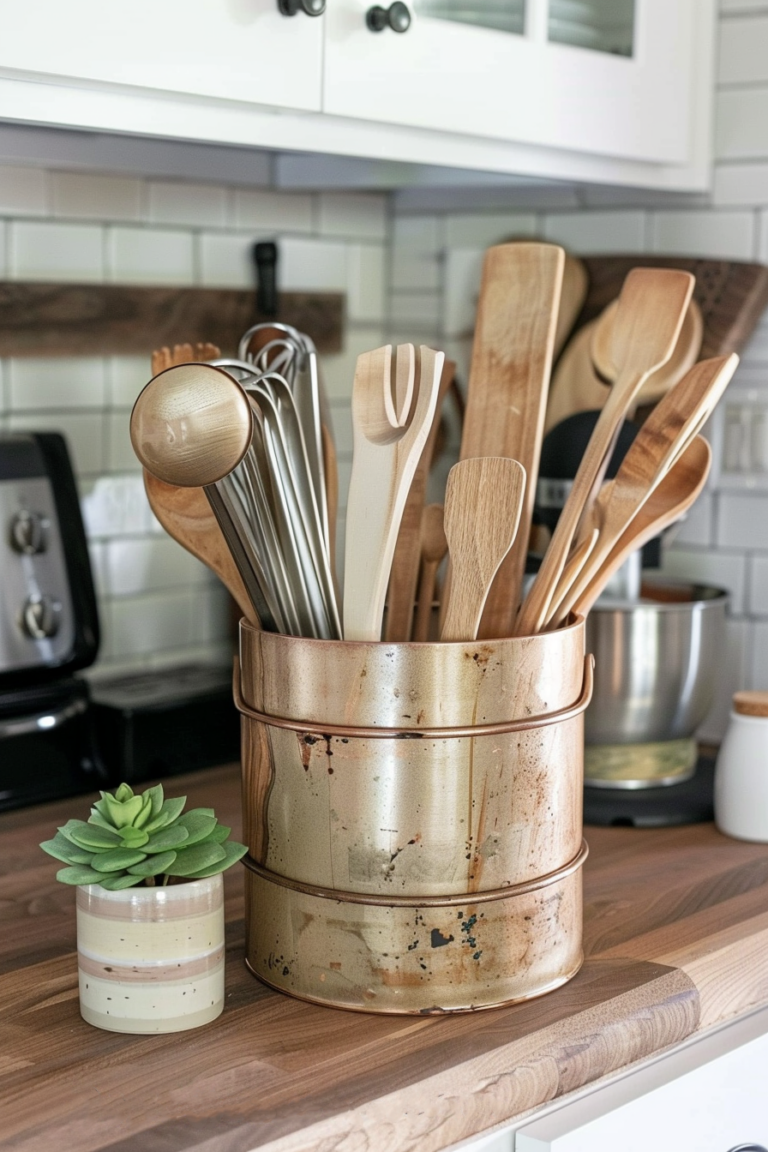 Organize Your Kitchen with a Farmhouse Utensil Holder - Quiet Minimal