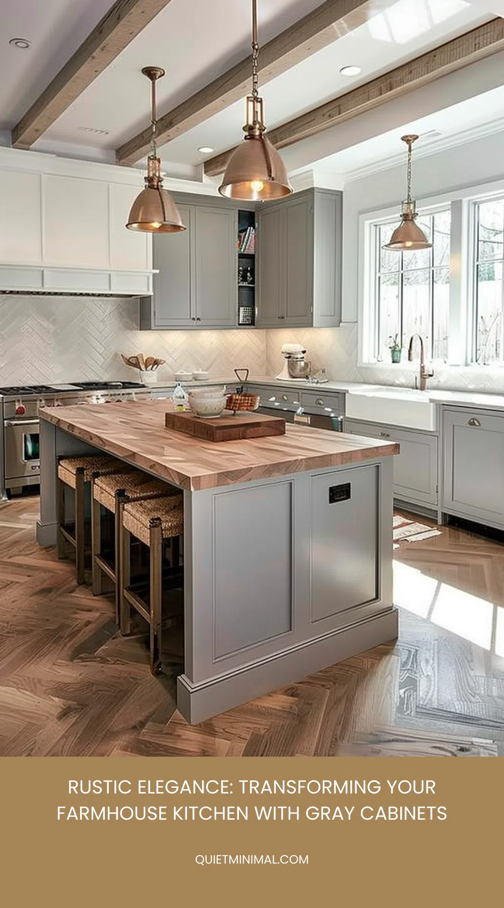 Timeless Sophistication: Farmhouse Kitchen Gray Cabinets - Quiet Minimal