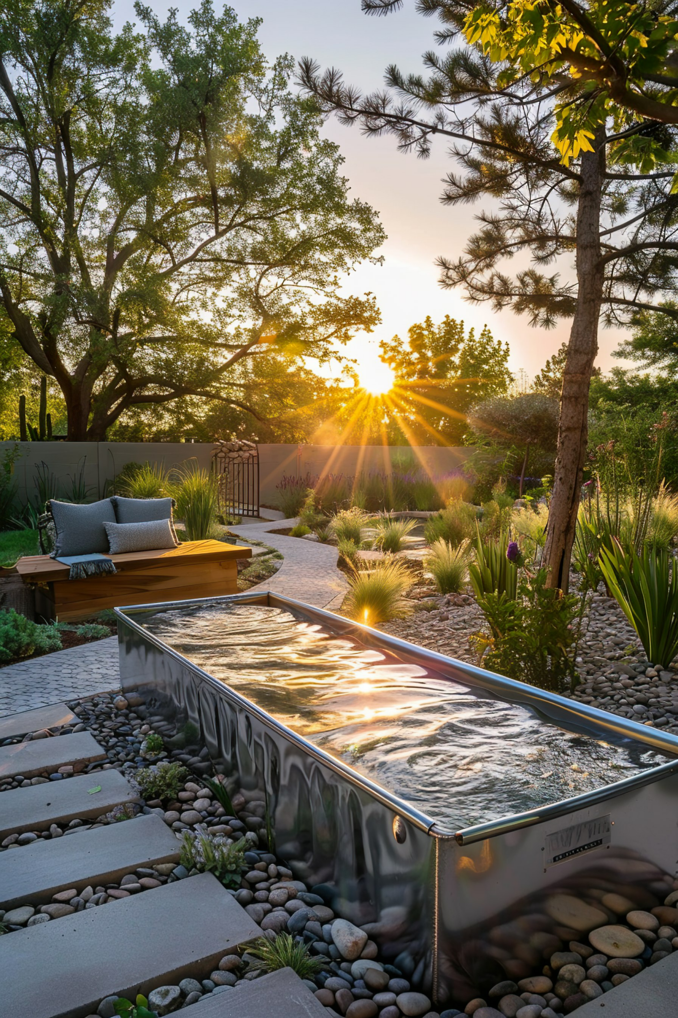 Stock Tank Pool Bench Ideas - Quiet Minimal