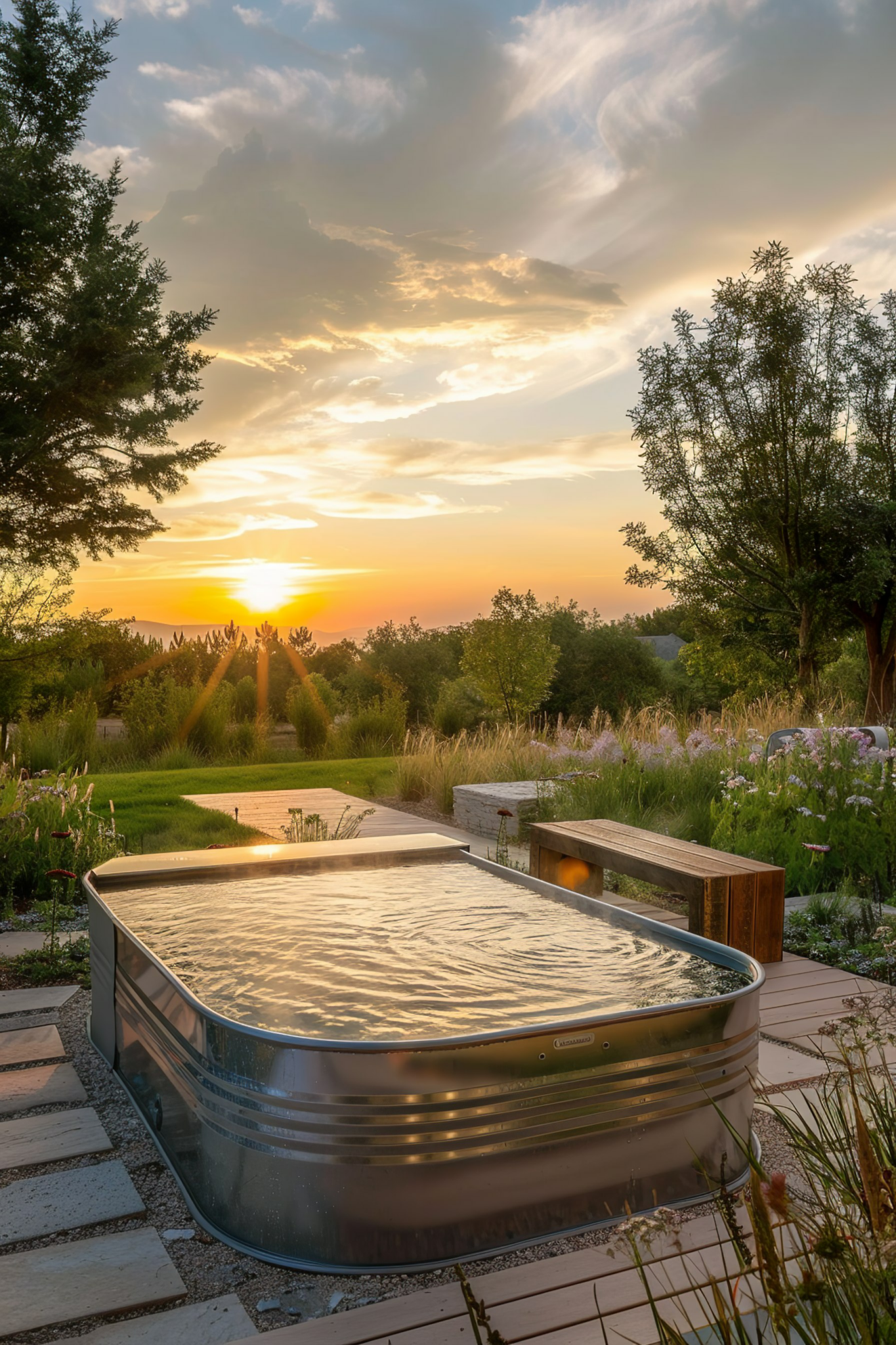 Stock Tank Pool Bench Ideas - Quiet Minimal
