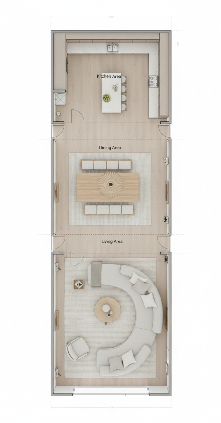 Layout Solutions for Rectangular Living Rooms (2D Plans Included ...