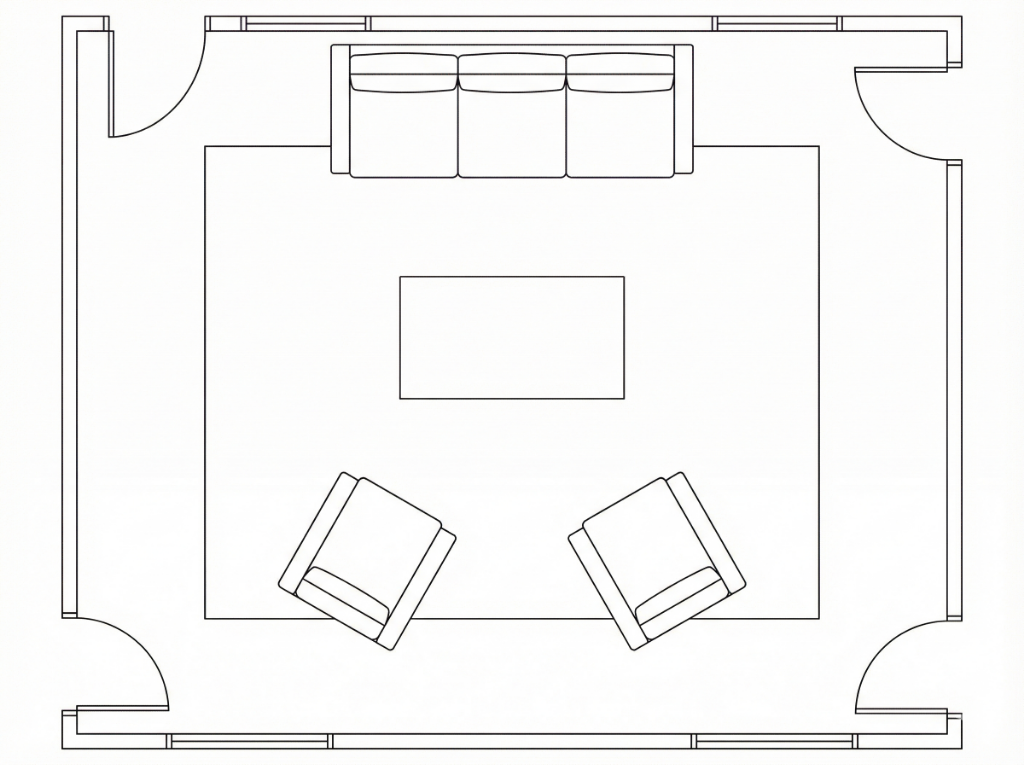 Layout Solutions for Rectangular Living Rooms (2D Plans Included ...