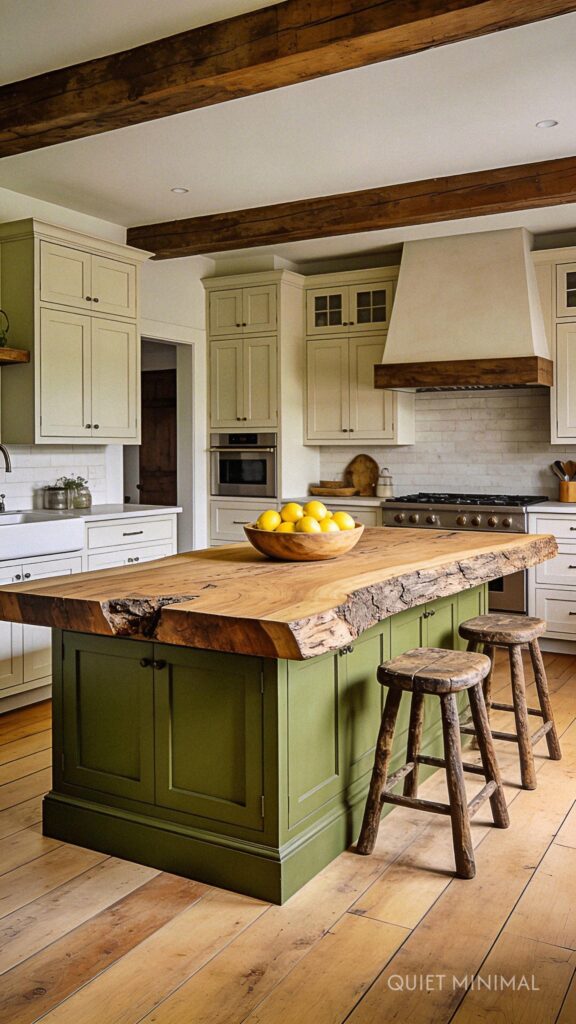 Rustic Green Kitchen Ideas Using Reclaimed Wood Accents - Quiet Minimal