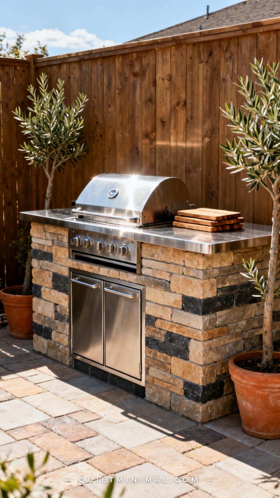 11 Built-In BBQ Grill Design Ideas With Stone Surround and Stainless ...