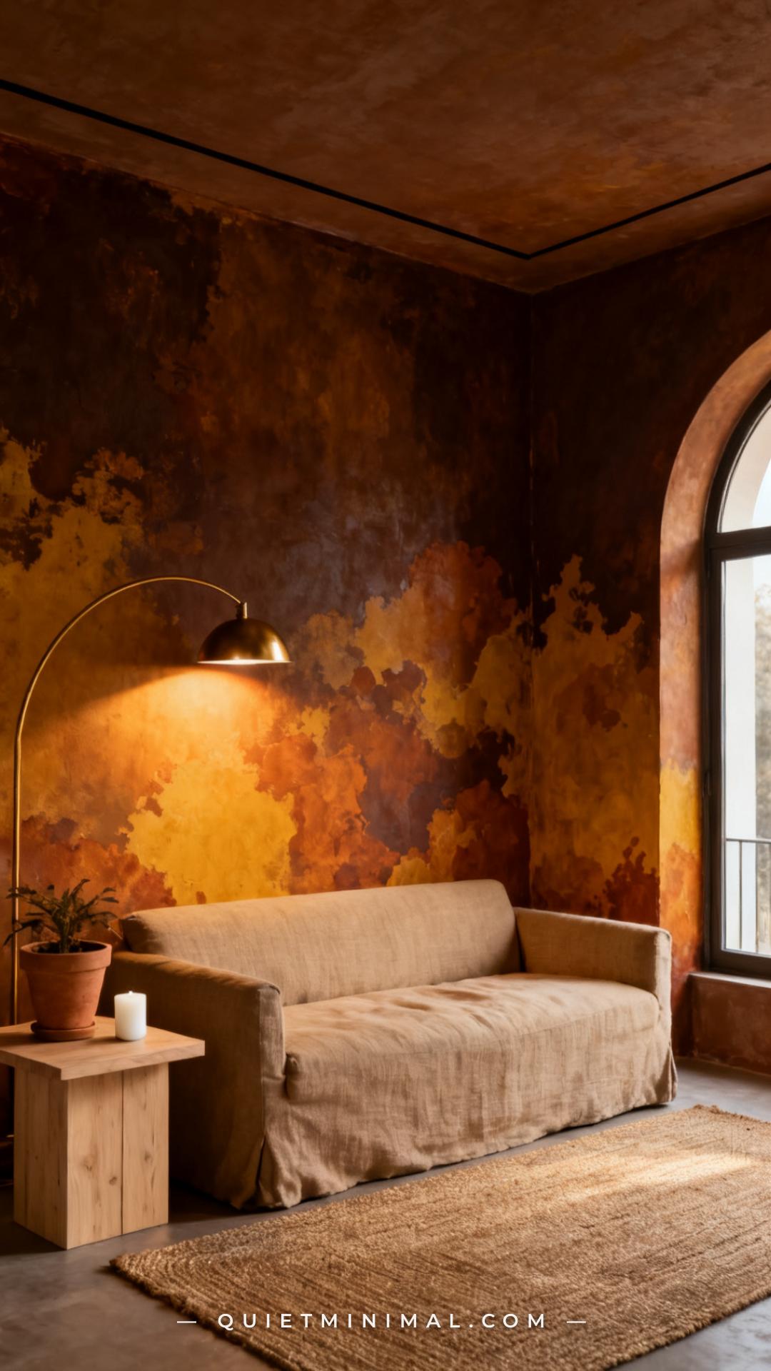 12 Dark Amber Living Room Ideas with Textured Plaster Walls That ...