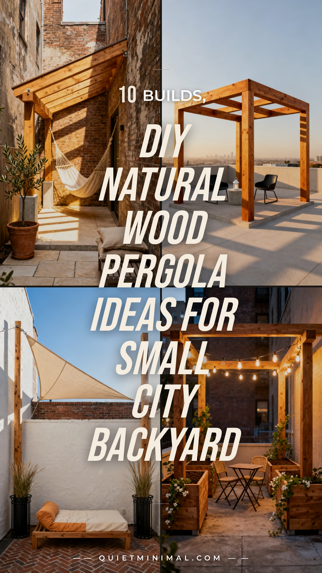10 DIY Natural Wood Pergola Ideas for a Small City Backyard - Quiet Minimal