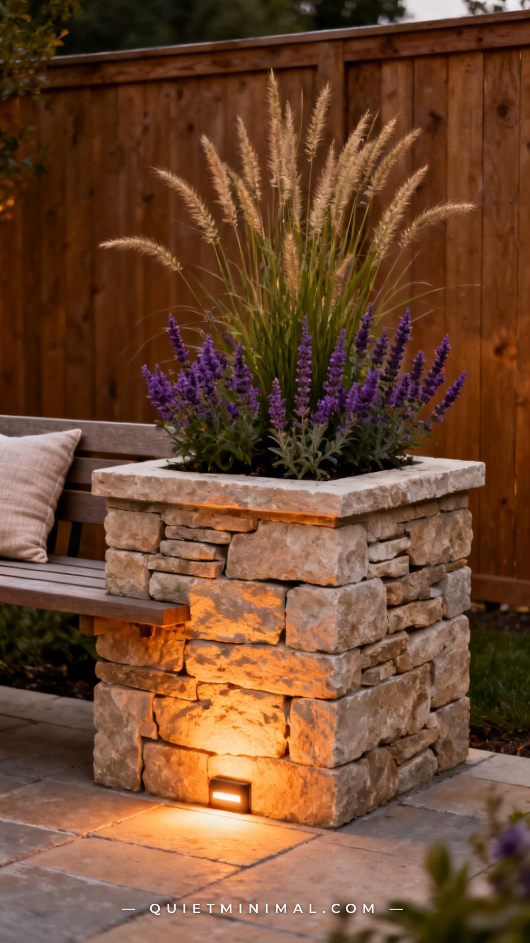 11 Fire Pit Seating Ideas with Stone Bench Ring, Built-In Planter, and ...