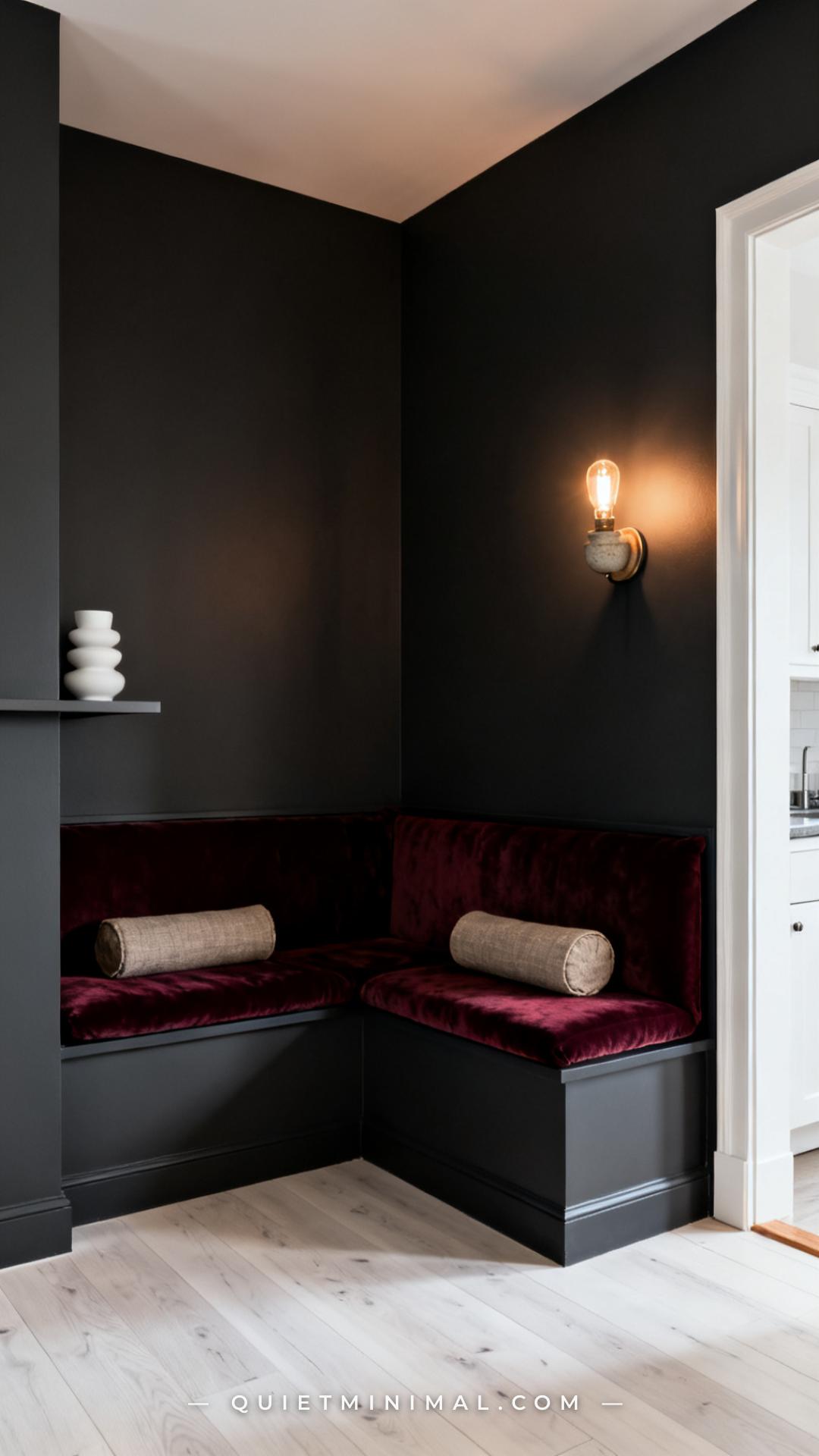 13 Moody Breakfast Nook Ideas With Dark Walls, Velvet Cushions, and ...