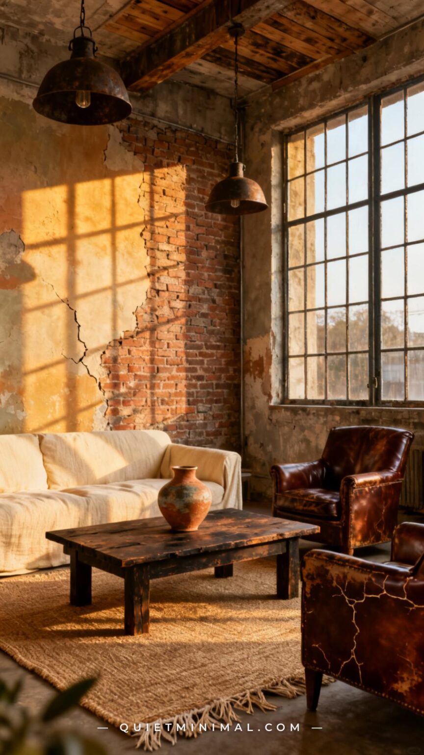 20 Rustic Wabi-Sabi Industrial Living Room Ideas That Actually Feel ...