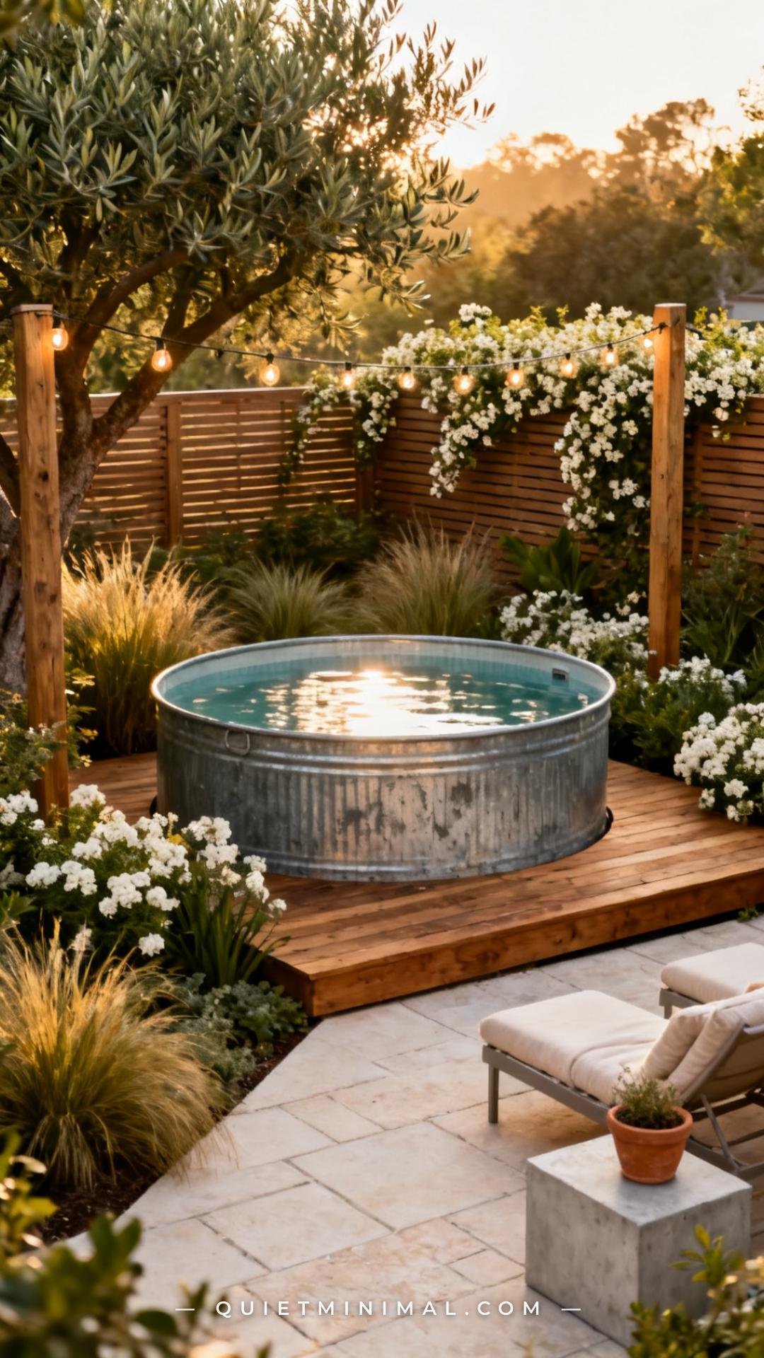 11 Elegant Stock Tank Pool Landscaping Ideas That Look High-End - Quiet ...