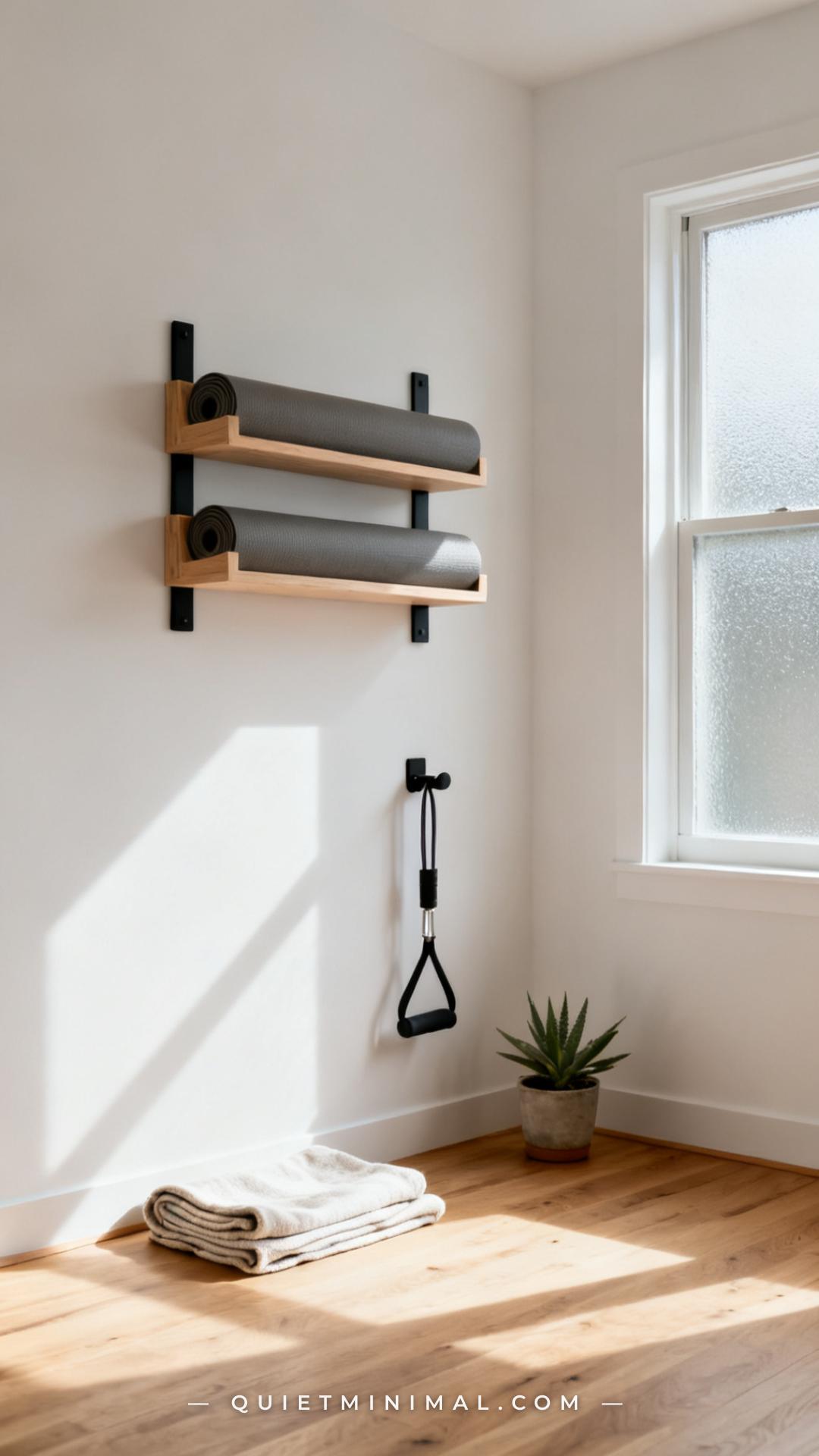 12 Yoga Mat Wall Storage Ideas for a Small Home Gym Space - Quiet Minimal